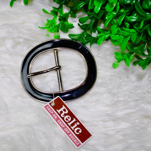 Relic | Accessories | Relic Black Lacquered Silver Snapon Belt Buckle ...